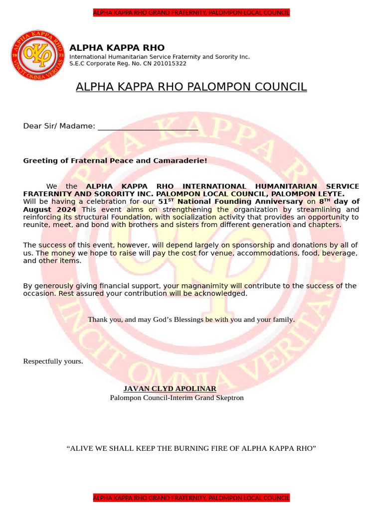 RC Final Draft Solicitation Letter | PDF