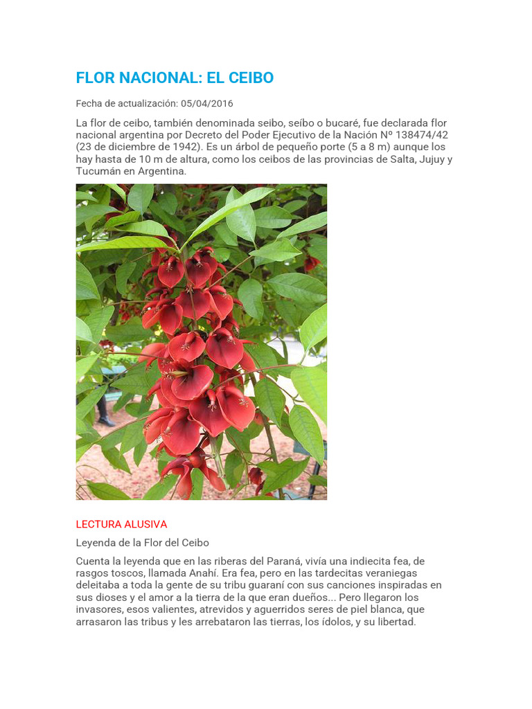 Leyenda de la flor del Ceibo | PDF