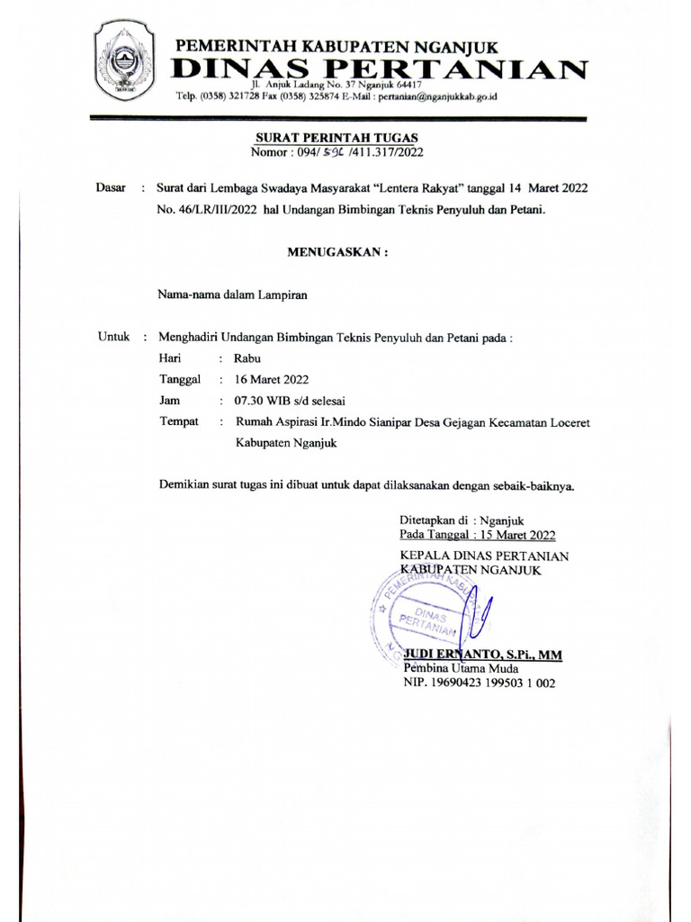 SPT Bimtek Penyuluh | PDF