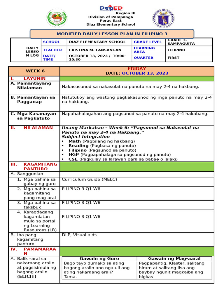 Tin-Org-Dlp-Filipino 3-K-Q1-W6 | PDF
