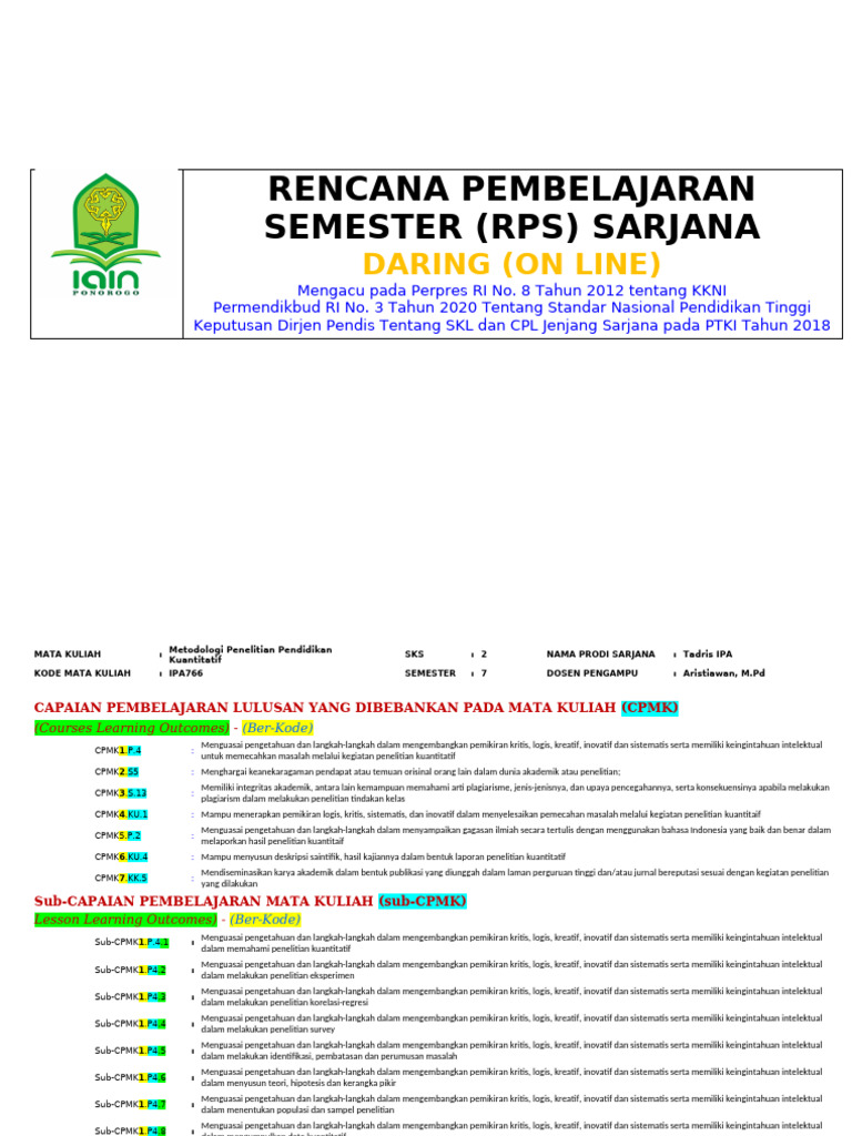 RPS Kuantitatif | PDF
