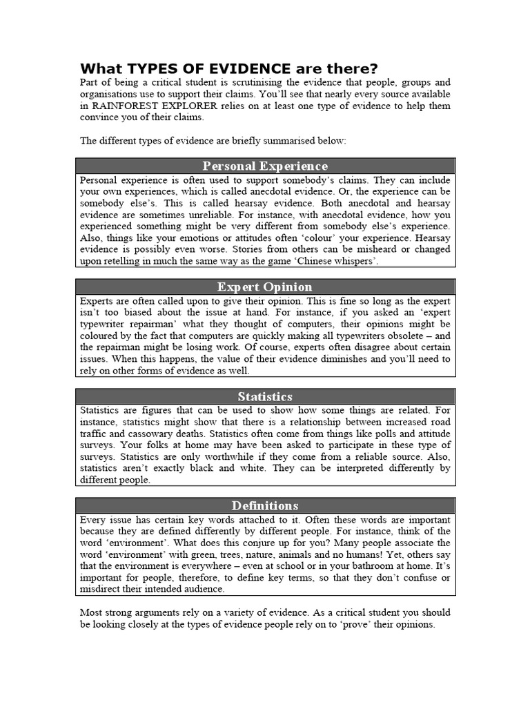 Types of Evidence | PDF