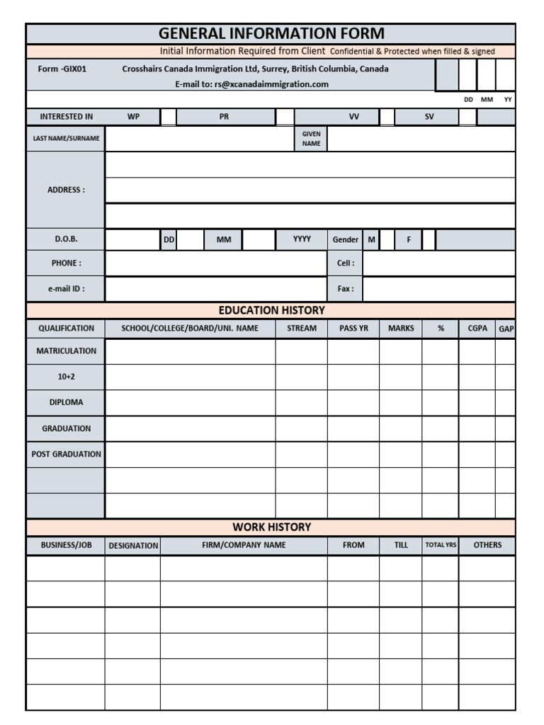 General - Information - Form Fillable | PDF | Cultural Globalization ...