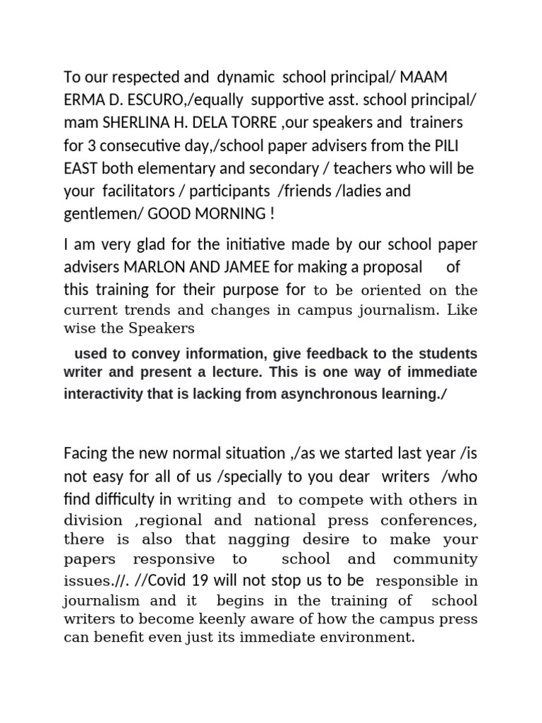 Journalism Opening Remarks | PDF