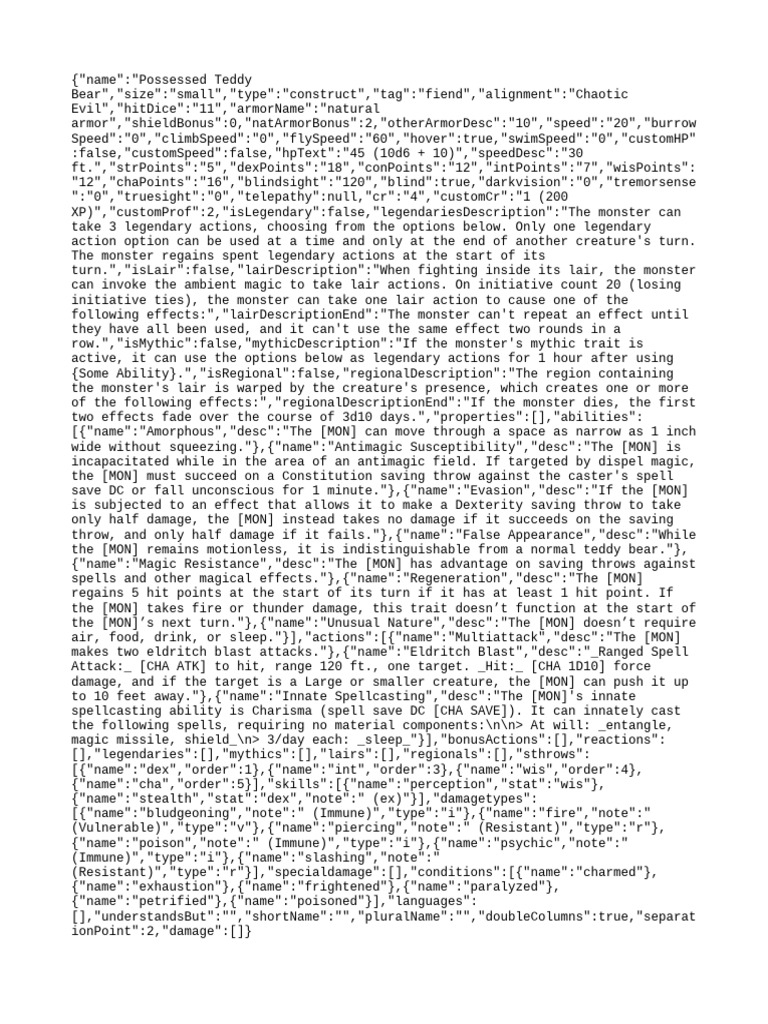 Possessed Teddy Bear - Monster | PDF