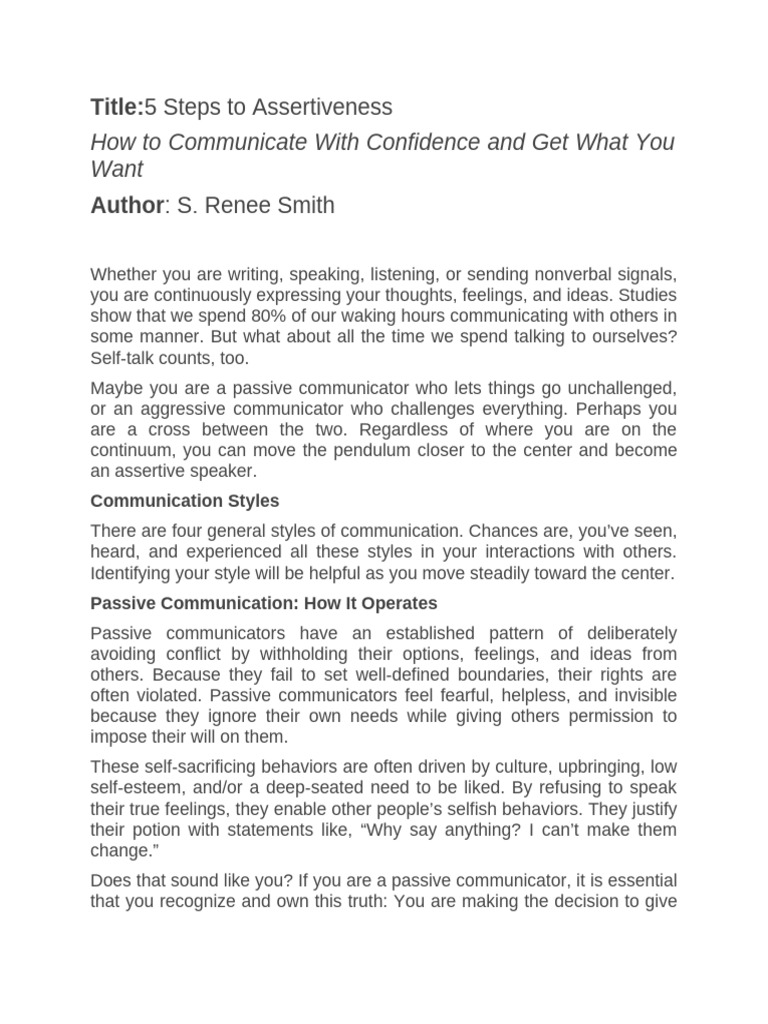 5 Steps of Assertivness | PDF 5 Steps of Assertivness | PDF