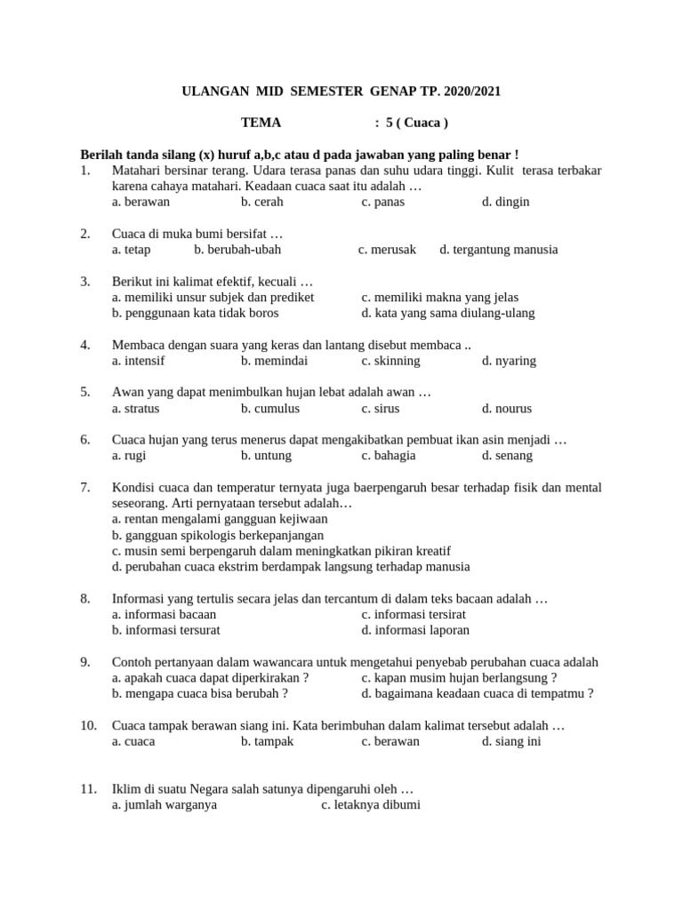 Ulangan Mid Semester Genap 2 | PDF