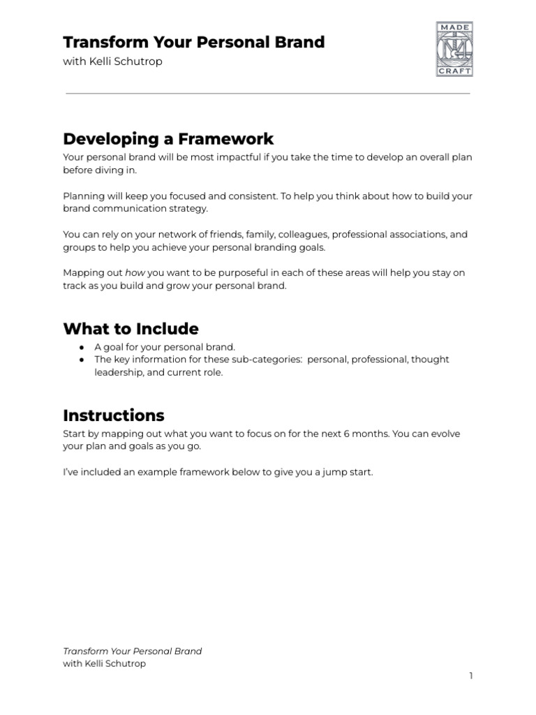 Transform Your Personal Brand - Worksheet | PDF