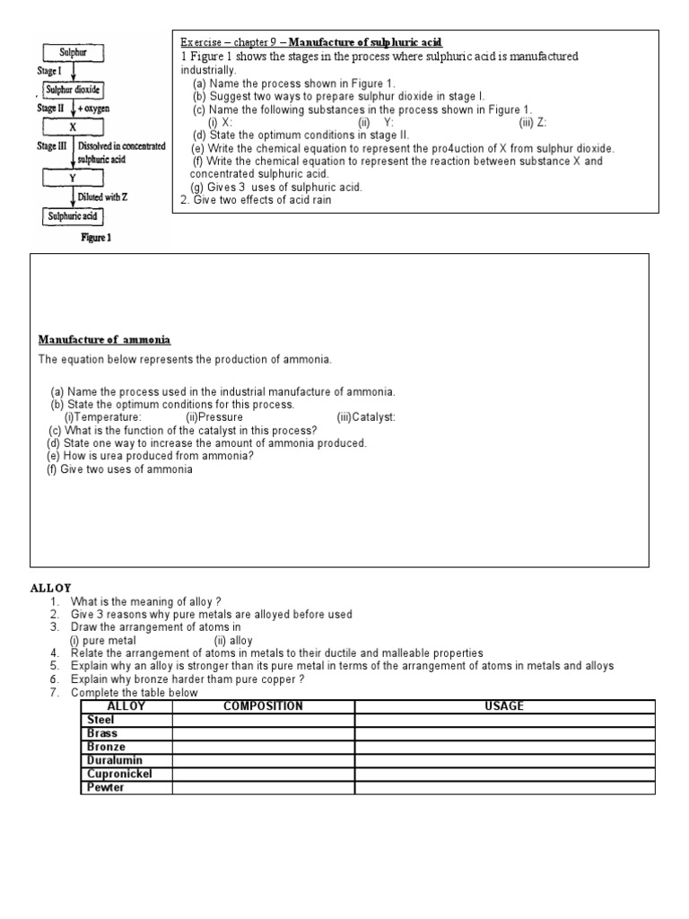 Exercise Chp9 | PDF | Alloy | Sulfuric Acid
