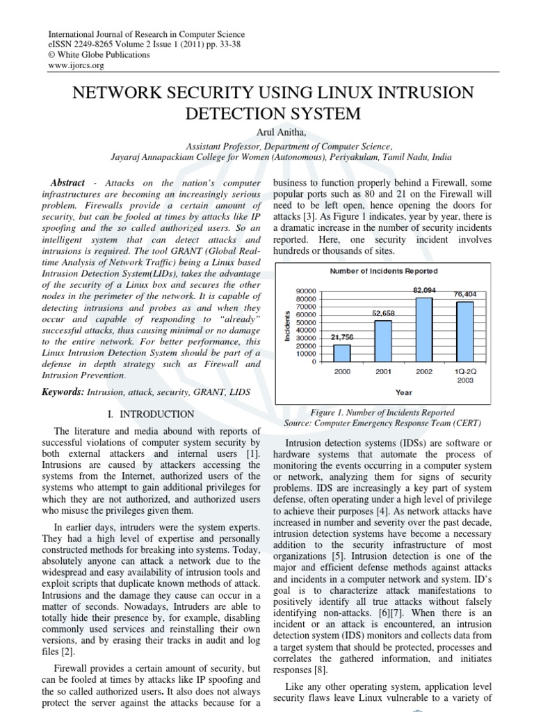 Network Security Using Linux Intrusion Detection System | PDF ...