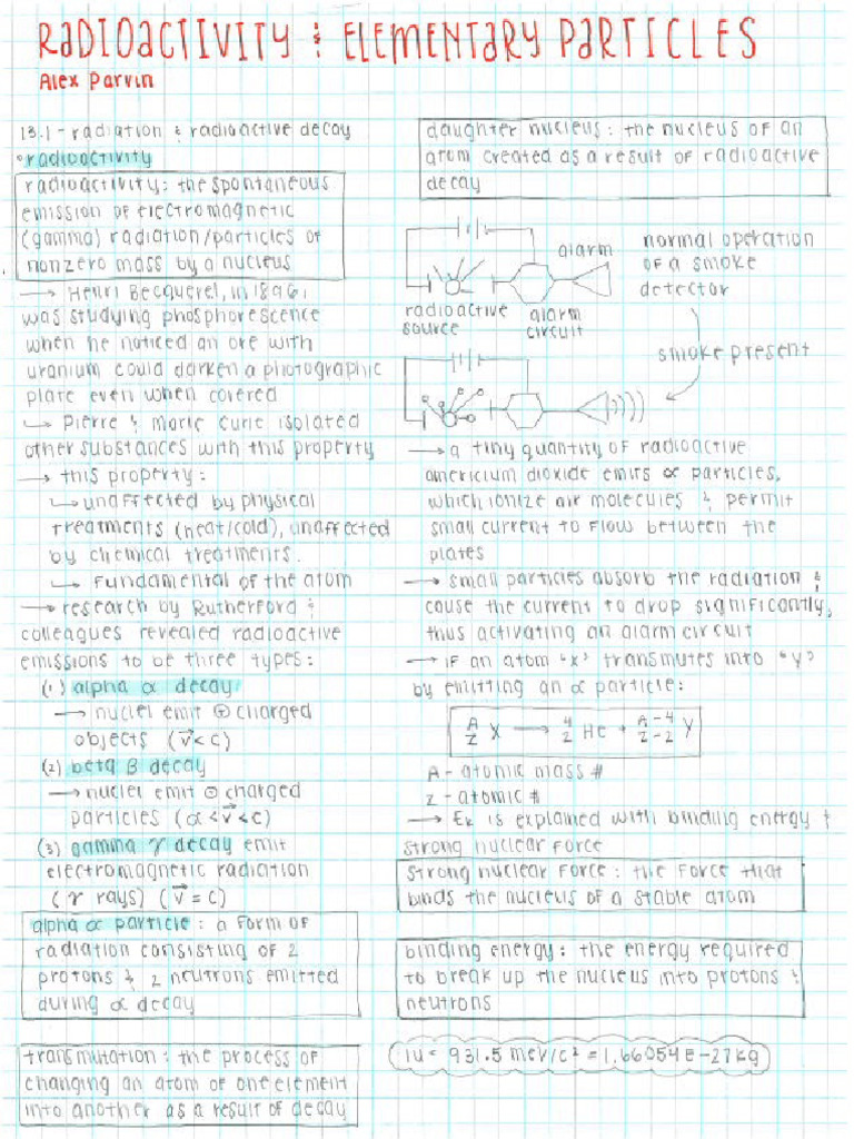 SPH4U - Radioactivity & Elementary Particles - Alexandra Parvin | PDF