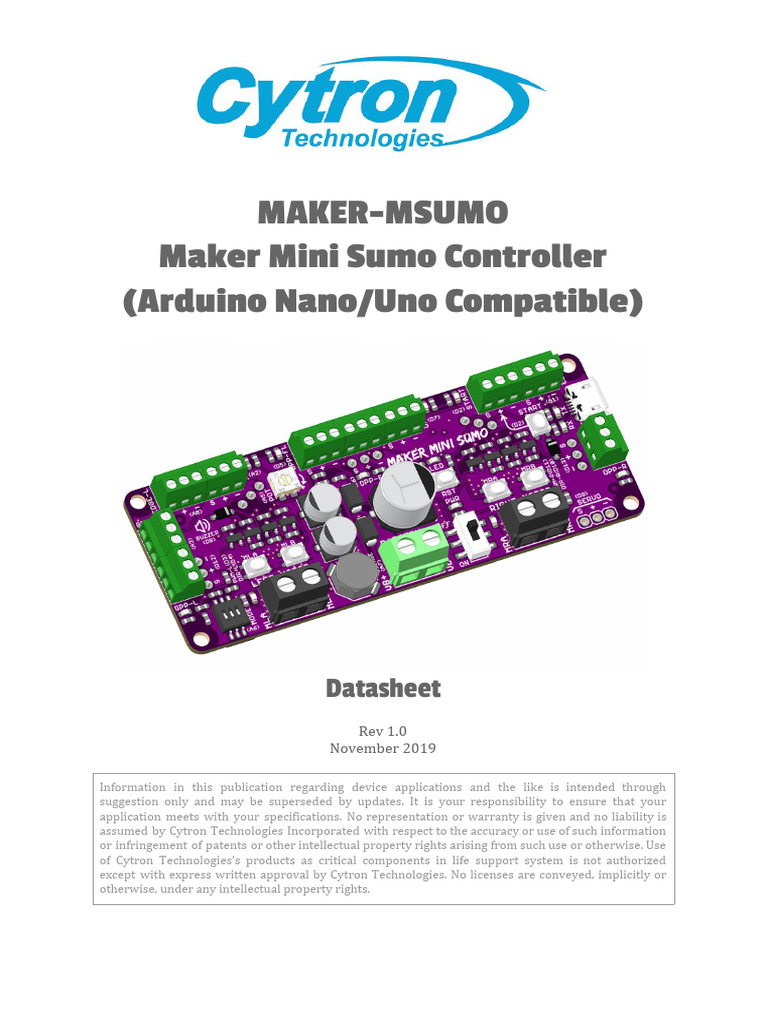 Ikedo Mini Sumo Robot Starter Kit Maker Msumo Datasheet | PDF