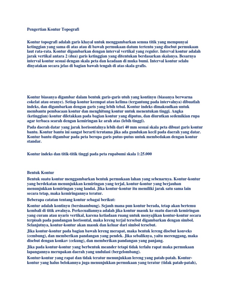 Pengertian dan Bentuk Kontur Topografi | PDF | Metode & Bahan Ajar