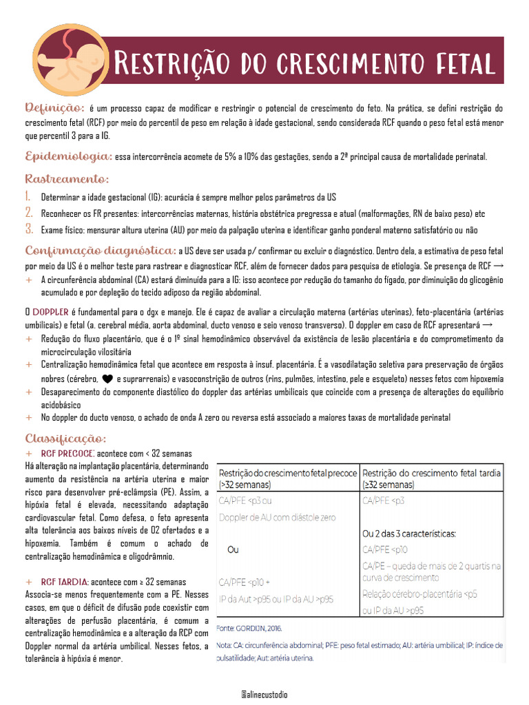 Restrição Do Crescimento Fetal (RCF - CIUR) | PDF