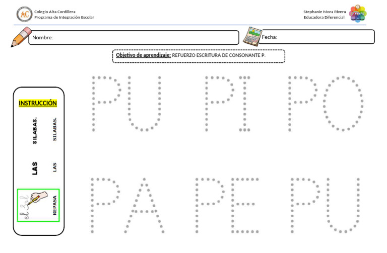 Trazo - Consonantes Pa Pe Pi Po Pu | PDF