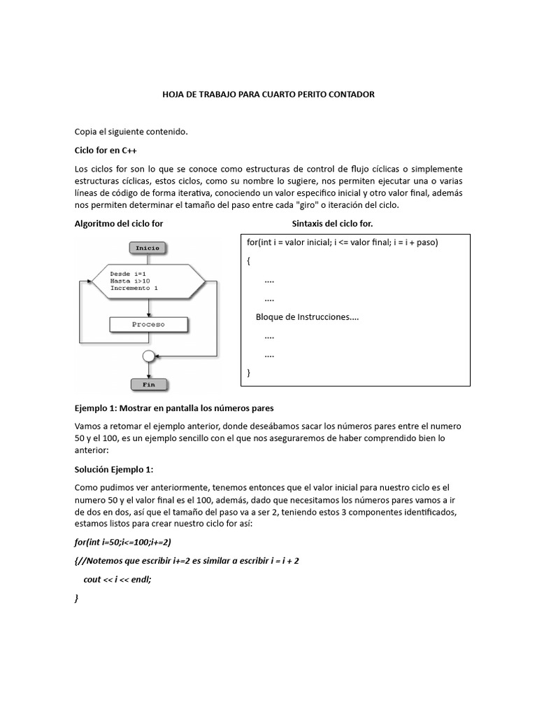Ciclo For em C++: Sintaxe e Exemplos | PDF | Computadores