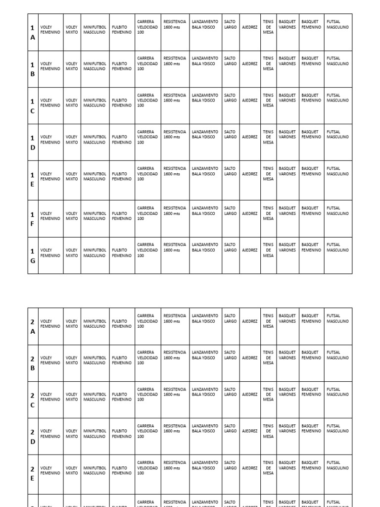 Disciplinas Deportivas | PDF