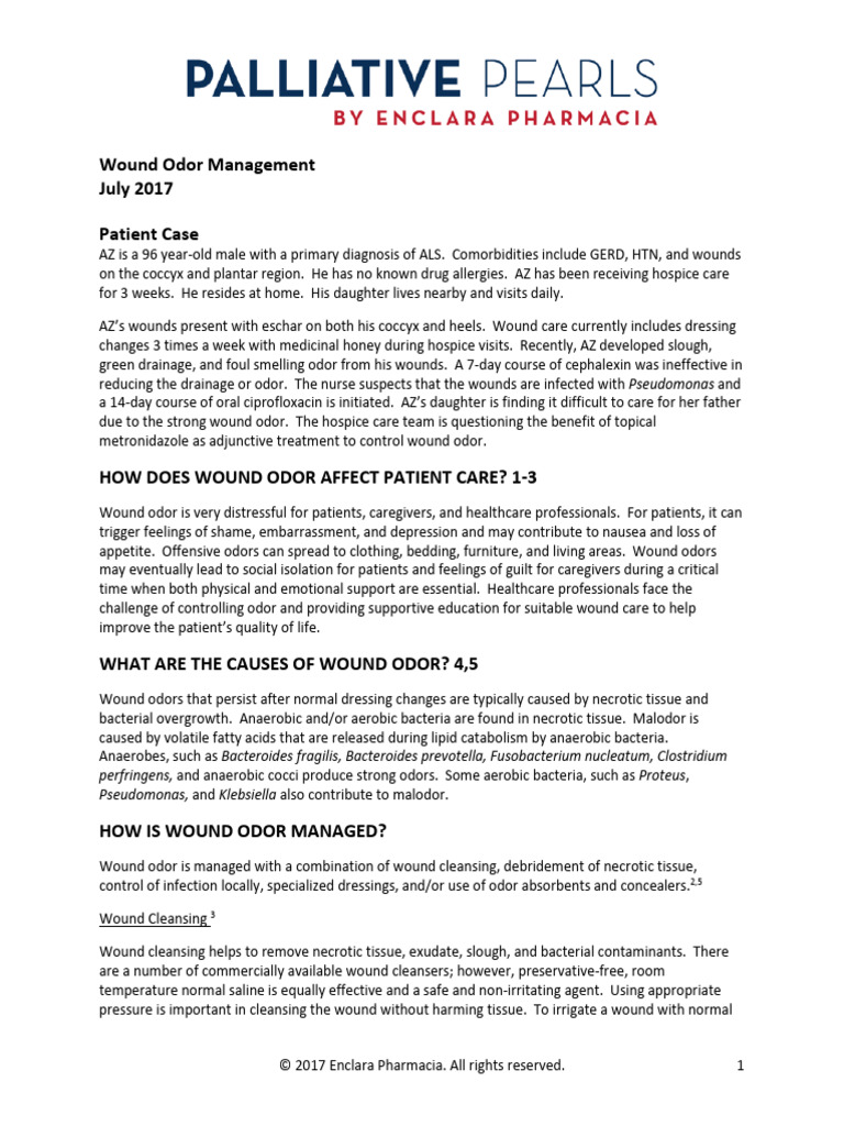 Wound Odor Case Palliative Pearls July 2017 | PDF | Topical Medication ...