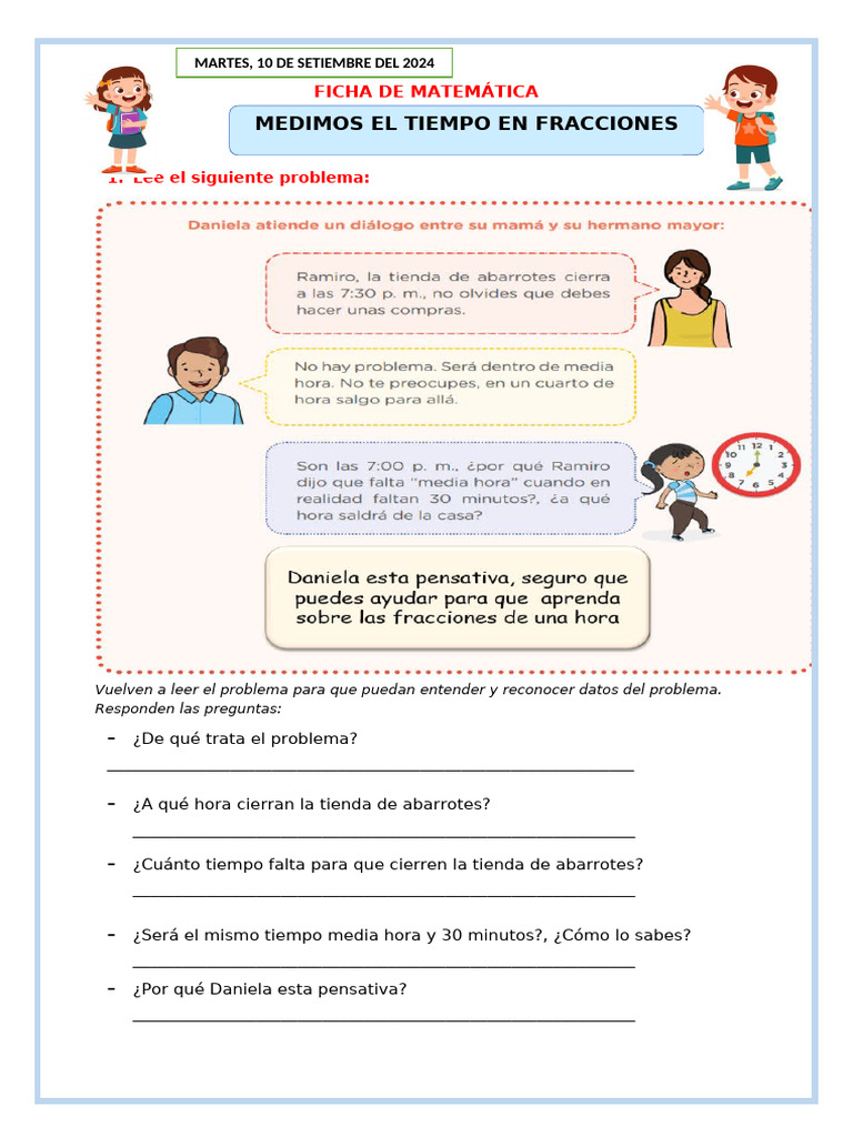 Ficha Mate Mart 10 Medimos El Tiempo en Fracciones | PDF