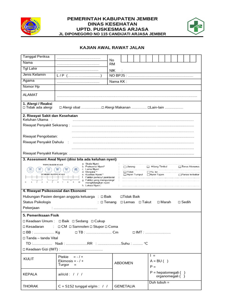 Form Rawat Jalan Umum,Gigi Dan KIA (1) | PDF