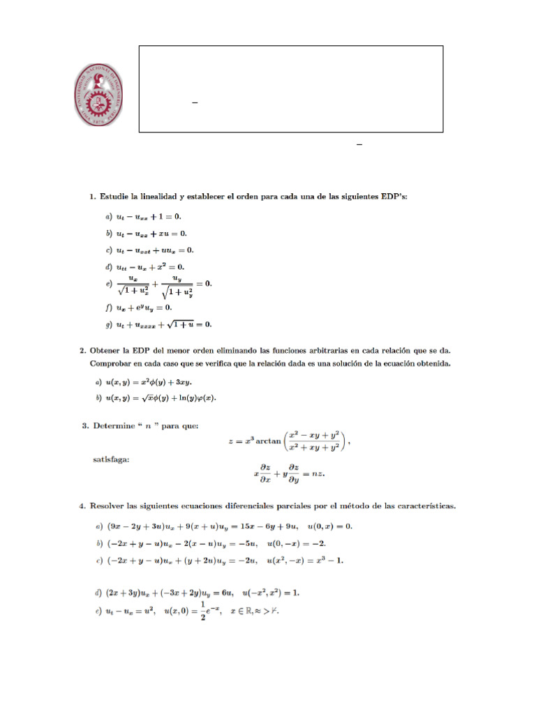 Practica Dirigida - 01 - Edp - I - 2024 - 2 PDF | PDF
