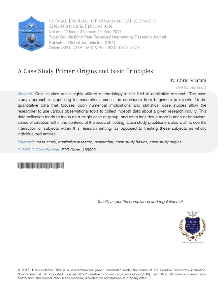 A Case Study Primer: Origins and Basic Principles ...