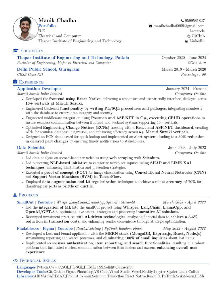 Manik Chadha Resume | PDF