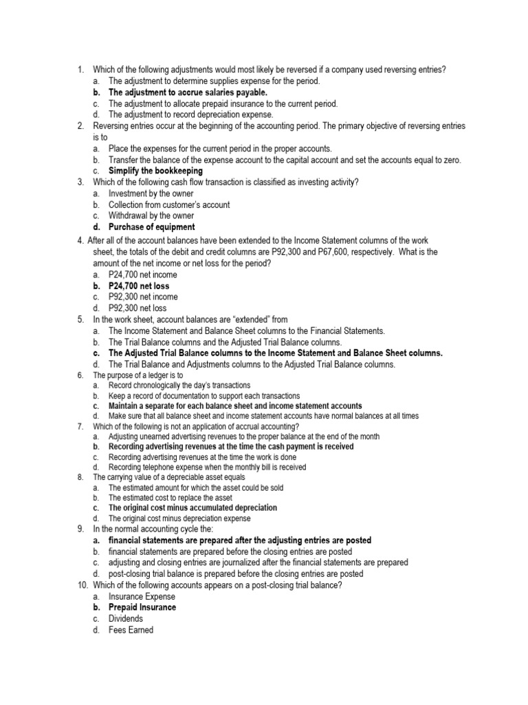 ACCTG13 BSA QUIZ 2 - Answer Key | PDF | Debits And Credits | Partnership