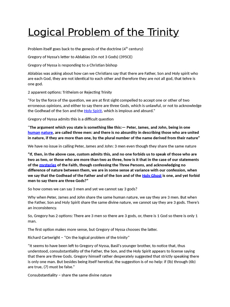 Logical Problem of The Trinity | PDF | Trinity | Social Science