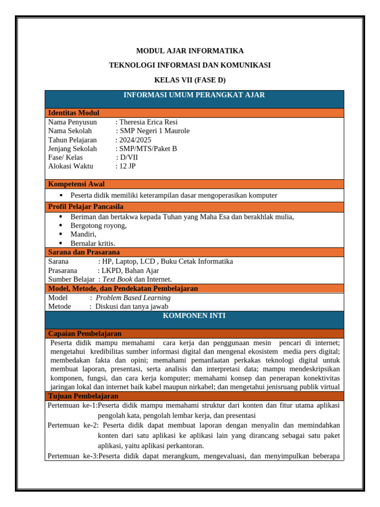 Bab 2 Modul Ajar Tik | PDF