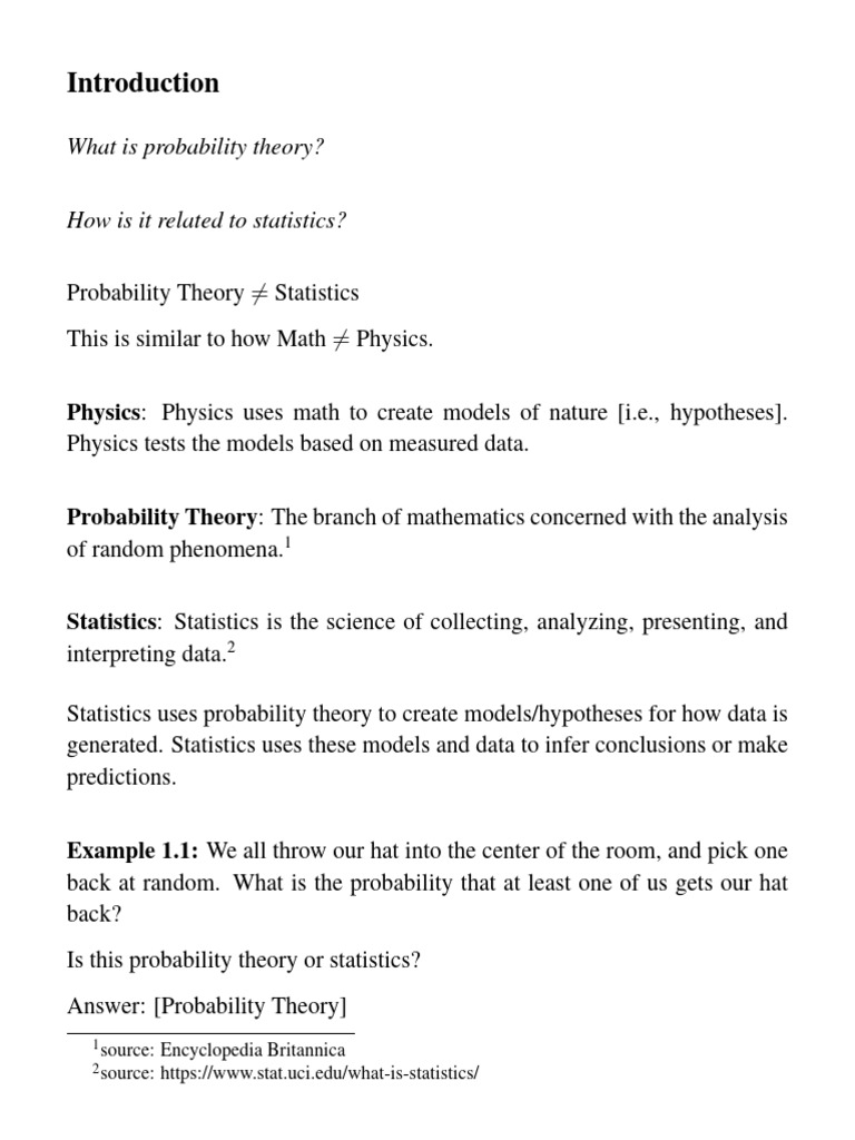 01 - Intro Probability Theory and Statistics 1 | PDF