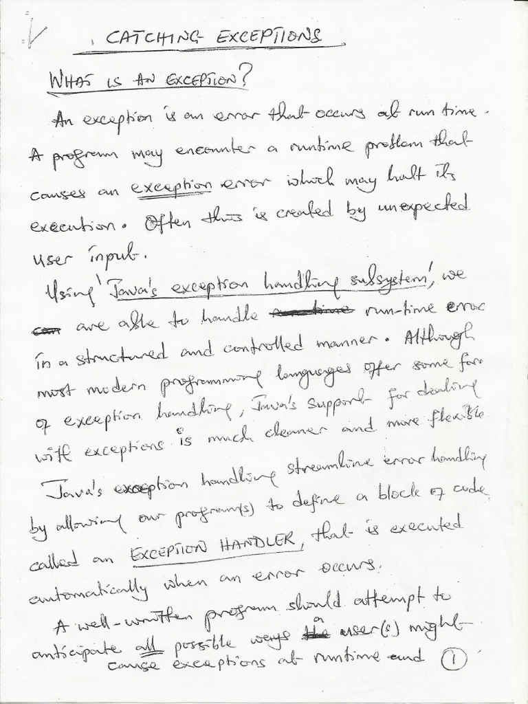 Java Notes Catching Exceptions | PDF
