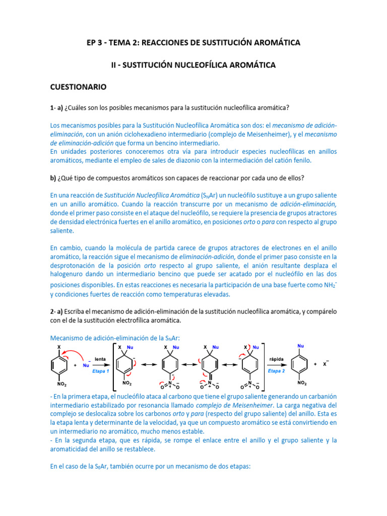 EP 3 - Sustitucion Nucleofilica Aromatica | PDF