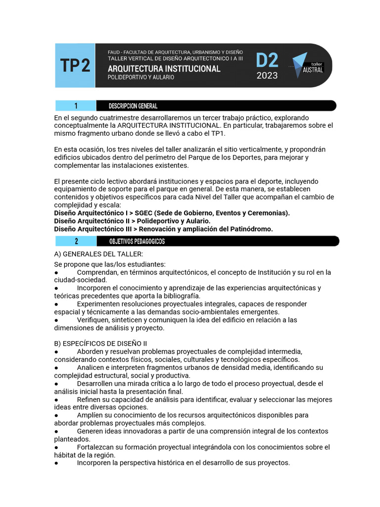 D2 - TP2 2024 Polideportivo y Aulario | PDF