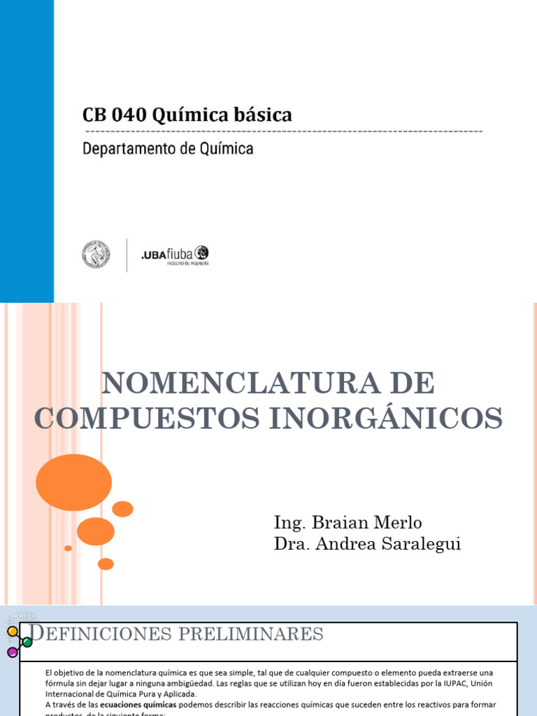 T05 - Nomenclatura Inorgánicos | PDF