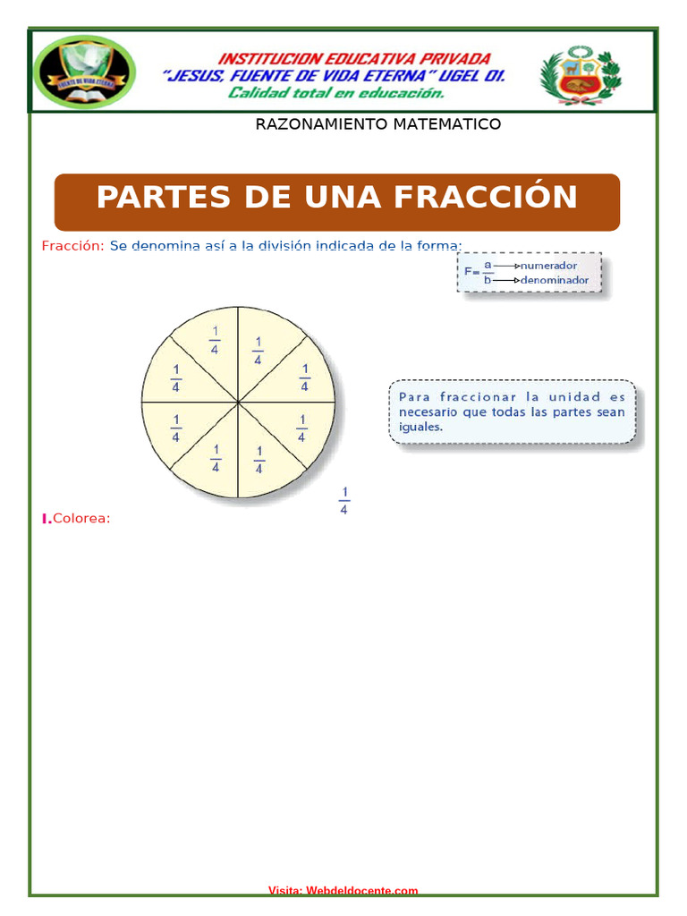 Partes-de-una-Fracción-para-Quinto-Grado-de-Primaria | PDF