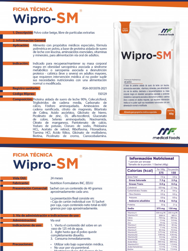 Ficha Tecnica Wipro SM | PDF