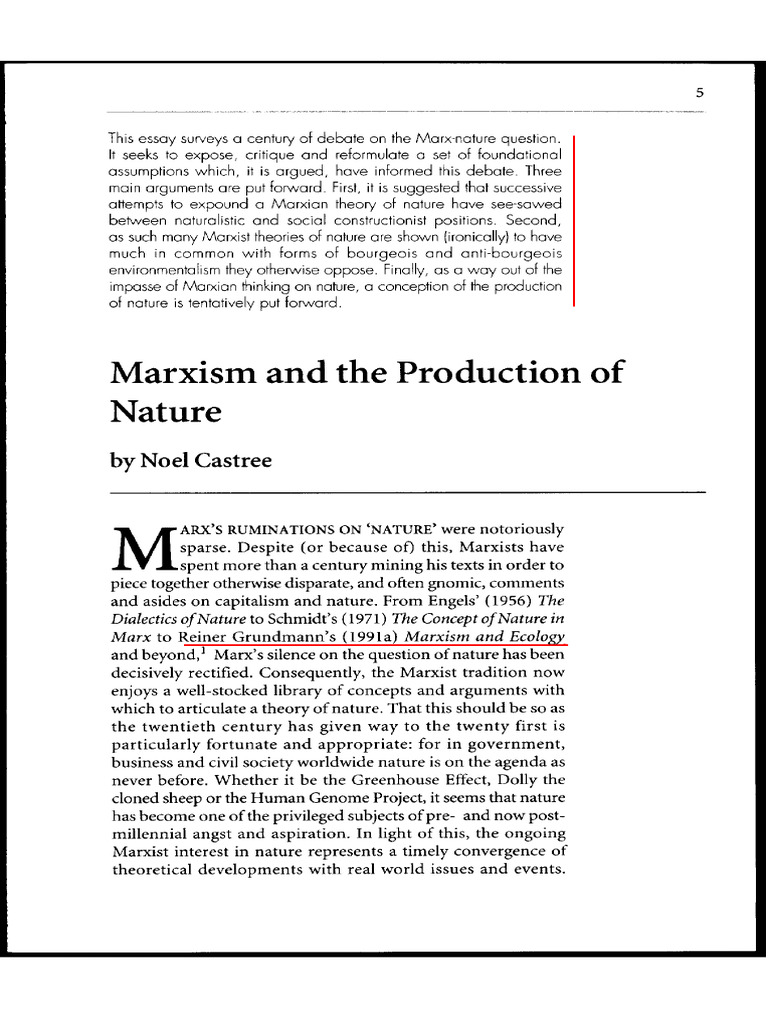 Castree 2000 - Marxism and The Production of Nature | PDF | Copyright ...