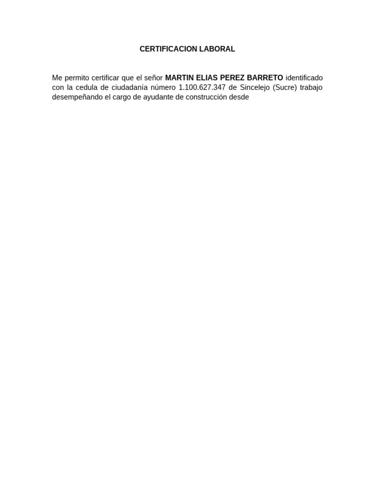 Certificacion Laboral | PDF