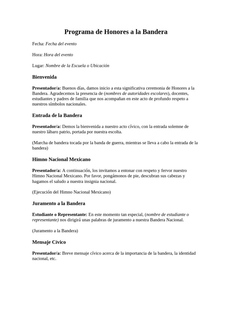 Programa de Honores a La Bandera | PDF