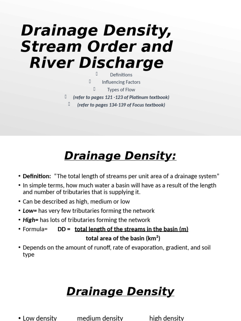 Drainage Density, Stream Order and Stream Discharge | PDF