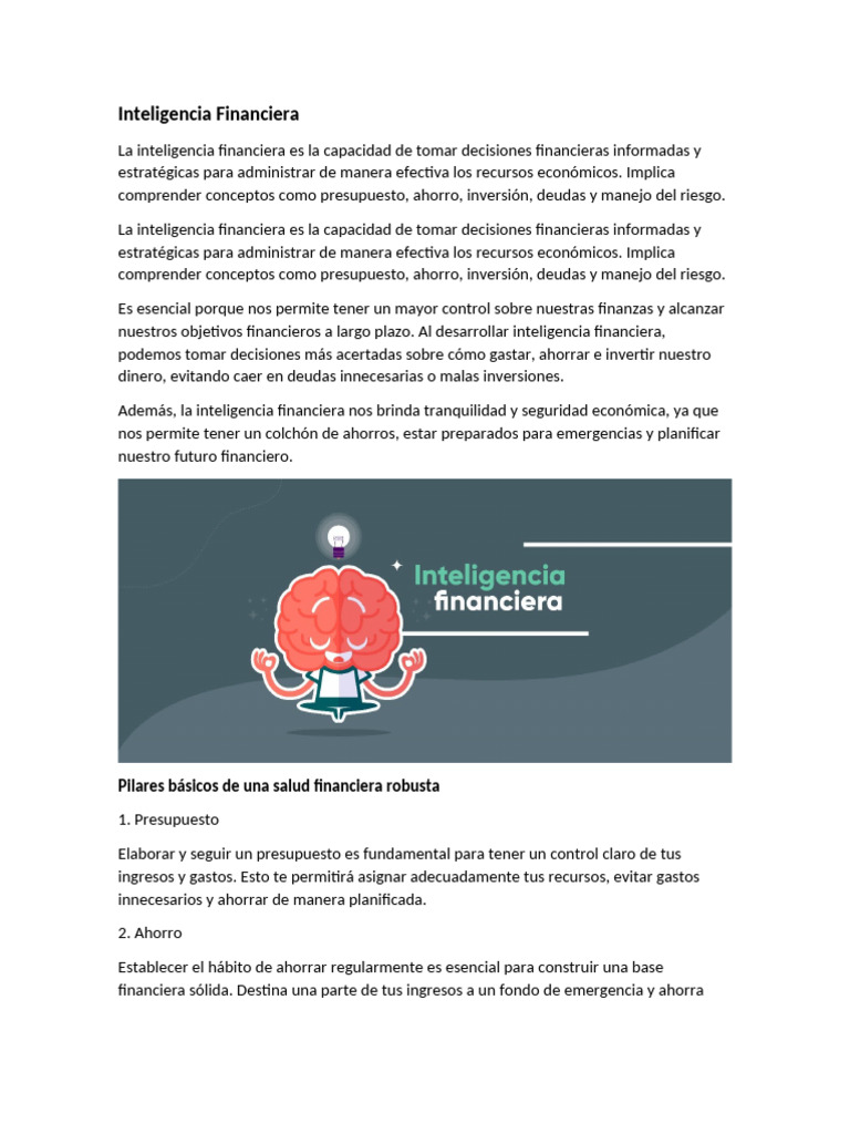 Fundamentos de la Inteligencia Financiera | PDF | Presupuesto | Negocios