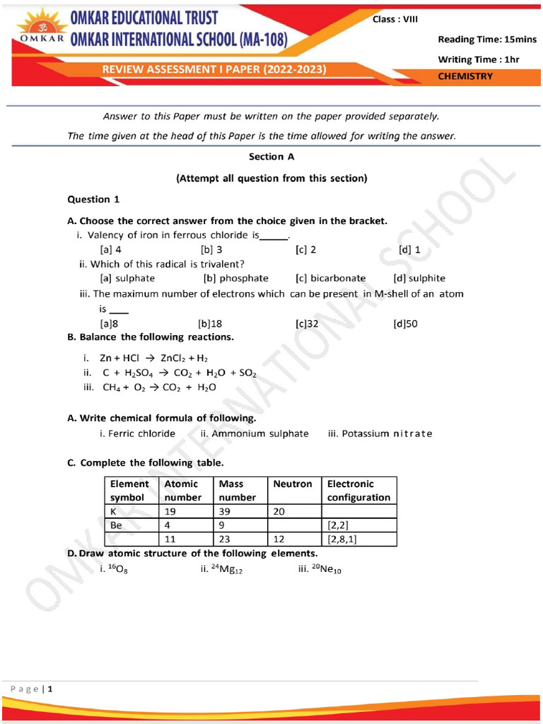 Chemistry Review Paper | PDF