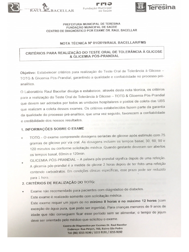 Nota Tecnica n01-19 - Criterios para Teste de Toelrancia A Glicose e ...