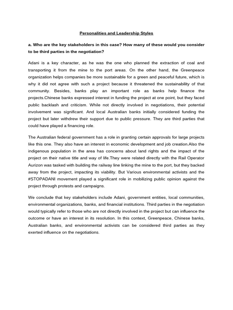 Personalities and Leadership Styles | PDF