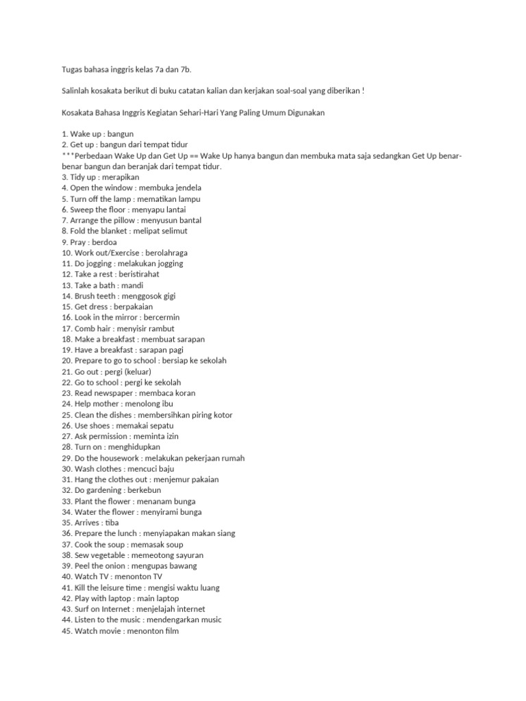 Tugas Bahasa Inggris Jelas 7 Dan 9 Semester 2 Ta 2023 2024 | PDF