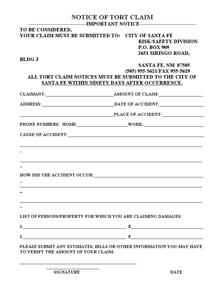 Notice of Tort Claim | PDF | Law