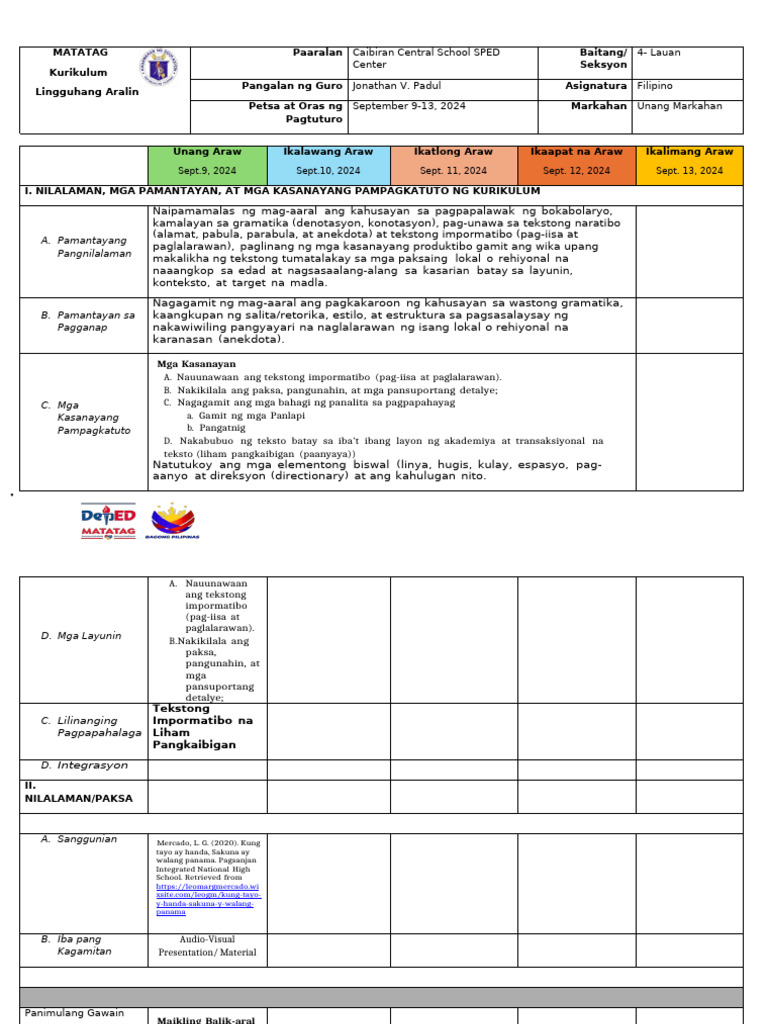 DLL Filipino | PDF