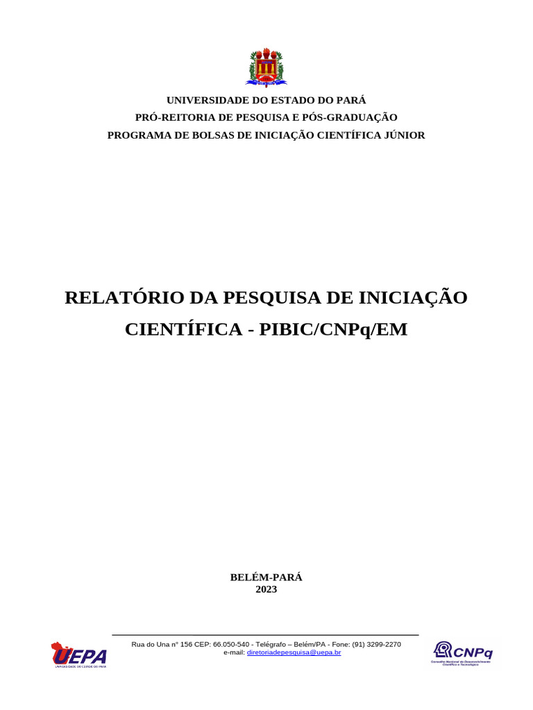 MODELO-DE-RELATORIO-PIBIC-EM-CNPq | PDF