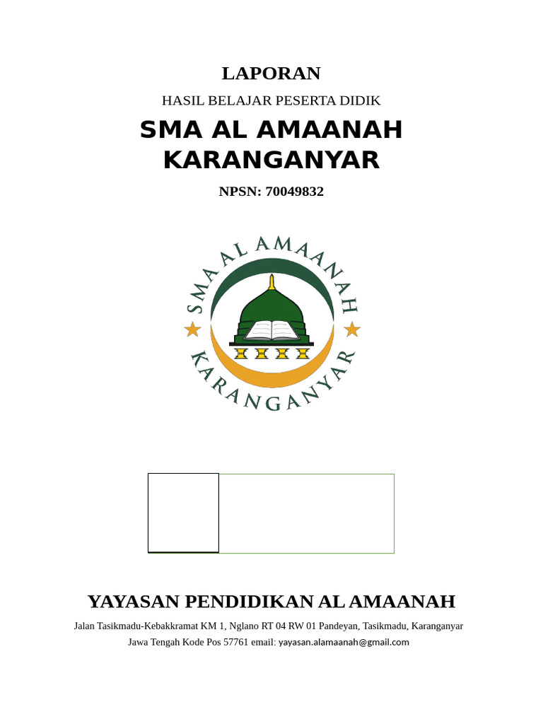 Contoh Sampul Raport Sma | PDF